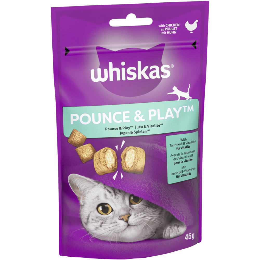 WHISKAS® POUNCE & PLAY Huhn, 45g | Snacks